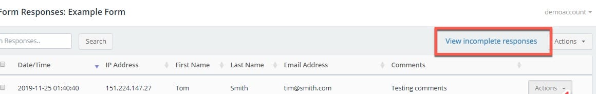 Viewing incomplete form responses - Snapforms Resources & FAQs
