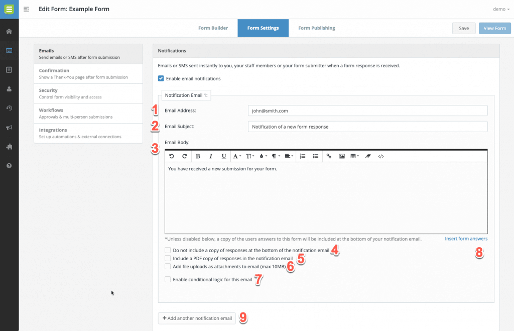 Notification emails - Snapforms Resources & FAQs