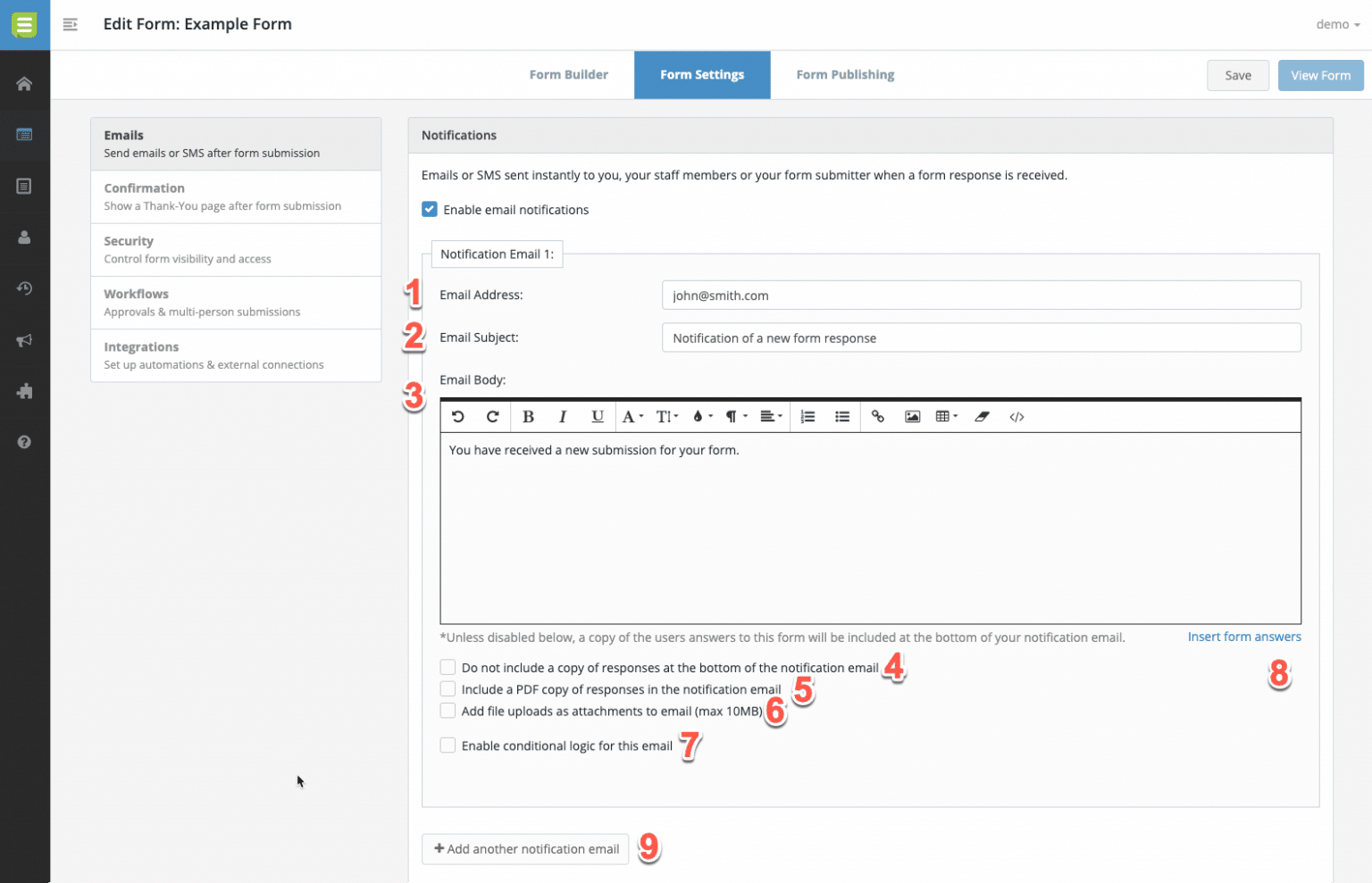Notification emails - Snapforms Resources & FAQs