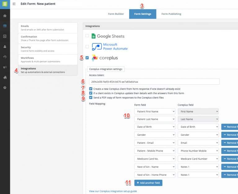 Coreplus integration setup - Snapforms Resources & FAQs