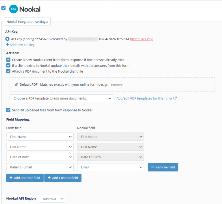 Nookal Integration Setup - Snapforms Resources & FAQs