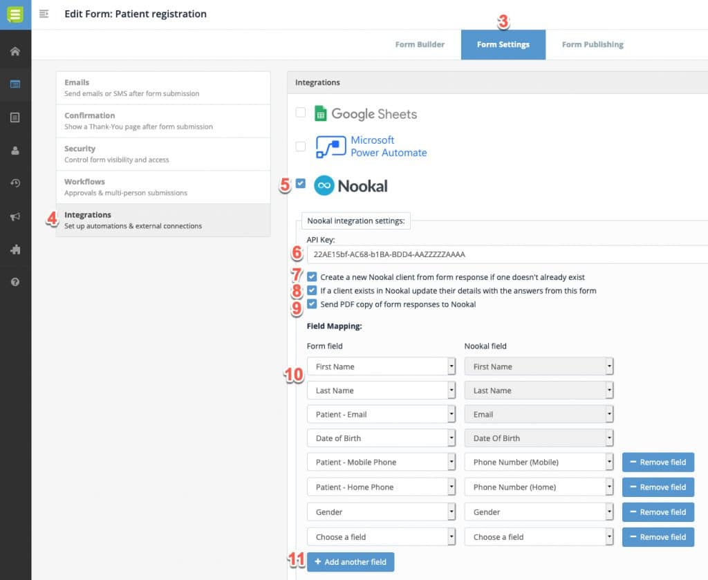 Nookal integration setup - Snapforms Resources & FAQs