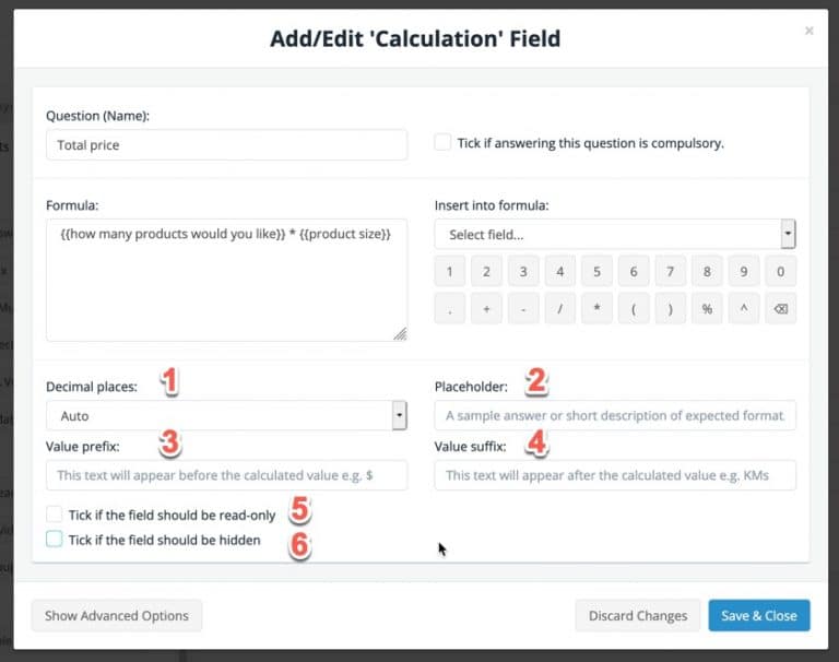 Calculation field - Snapforms Resources & FAQs