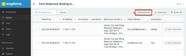 Booking system - Snapforms Resources & FAQs