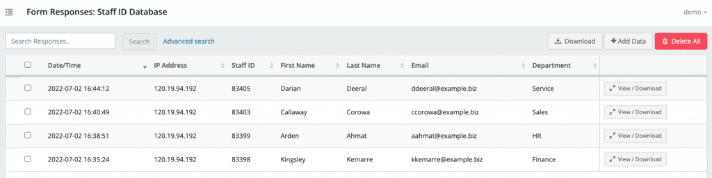 Specific Value Lookup Example Staff Id Lookup Snapforms Resources And Faqs