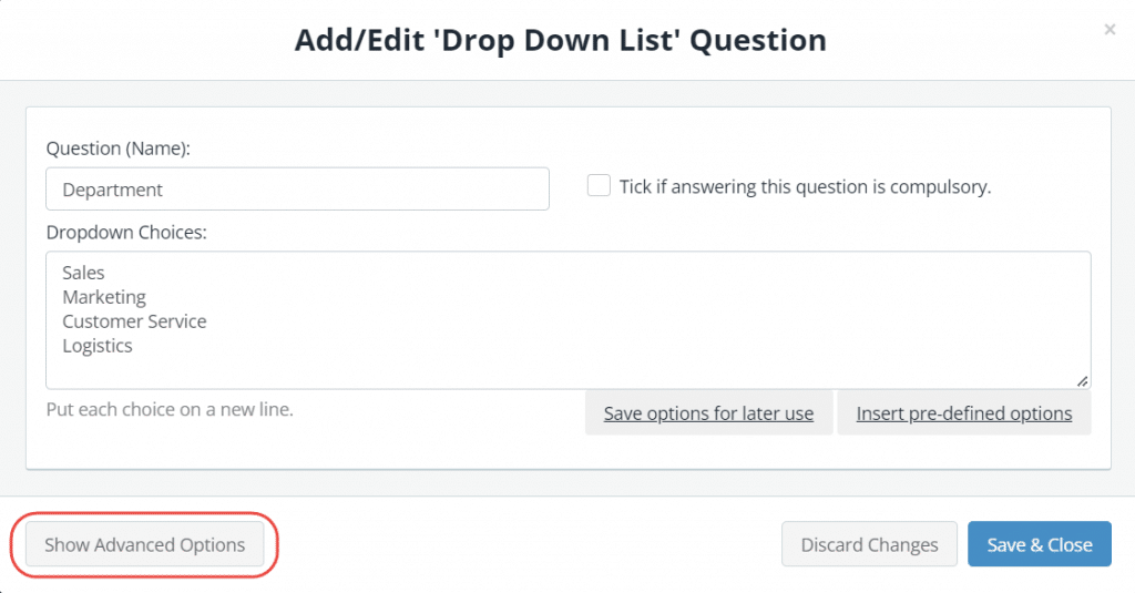 Dropdown List - Snapforms Resources & FAQs