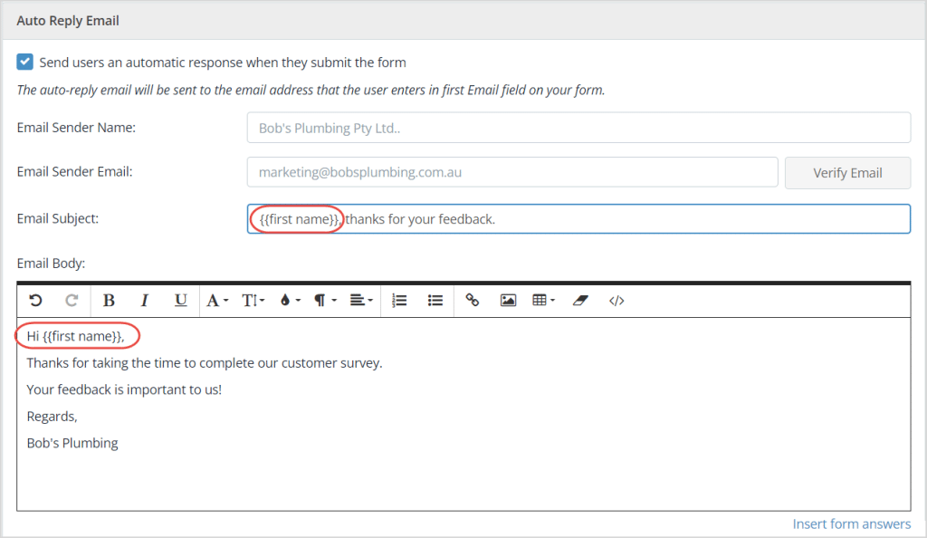 Using short-codes to insert dynamic content - Snapforms Resources & FAQs