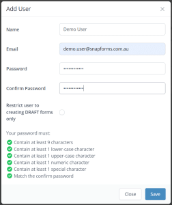 User management - Snapforms Resources & FAQs