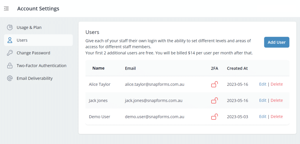 User management - Snapforms Resources & FAQs
