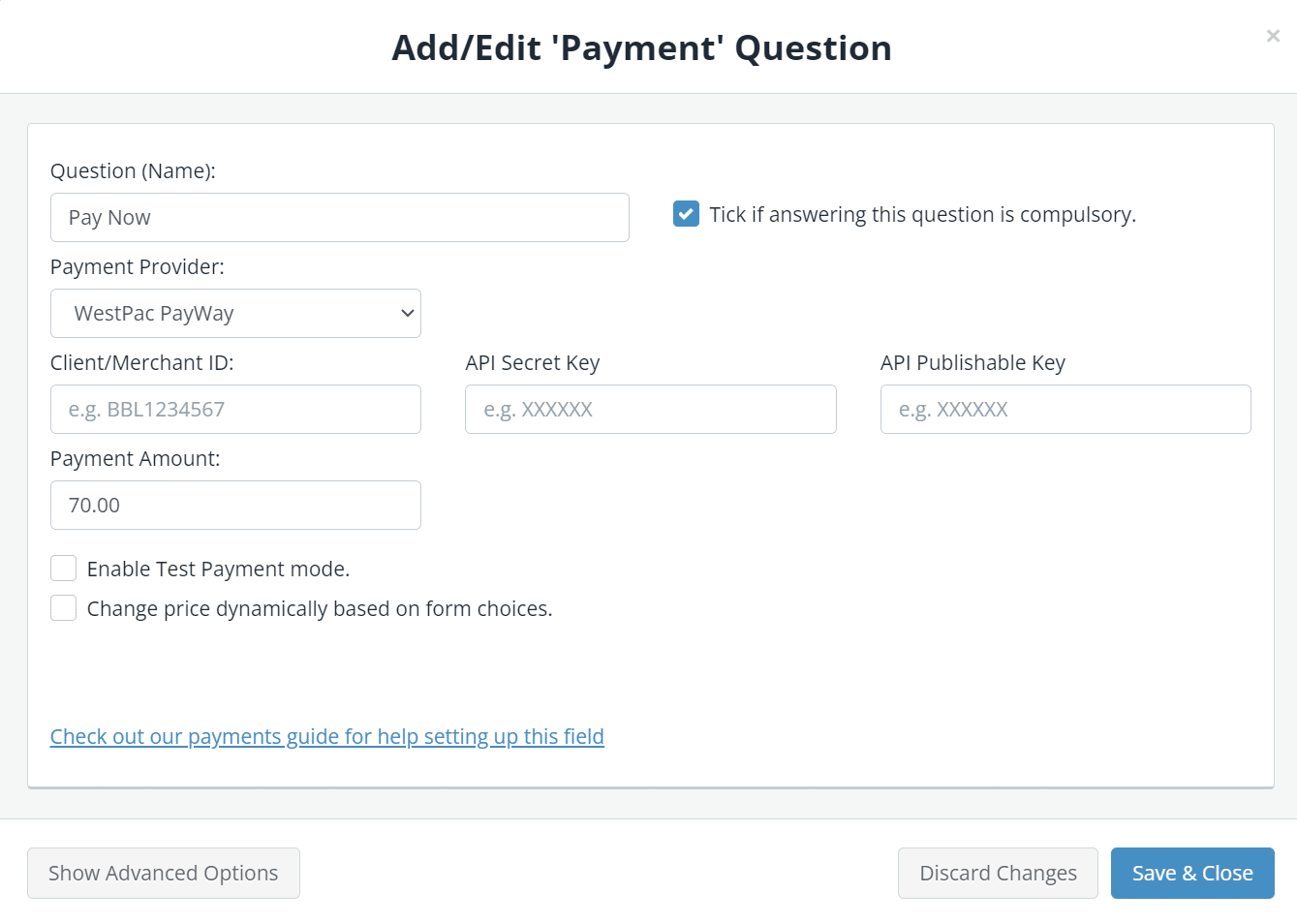 Take payments on your form with Westpac PayWay - Snapforms Resources & FAQs
