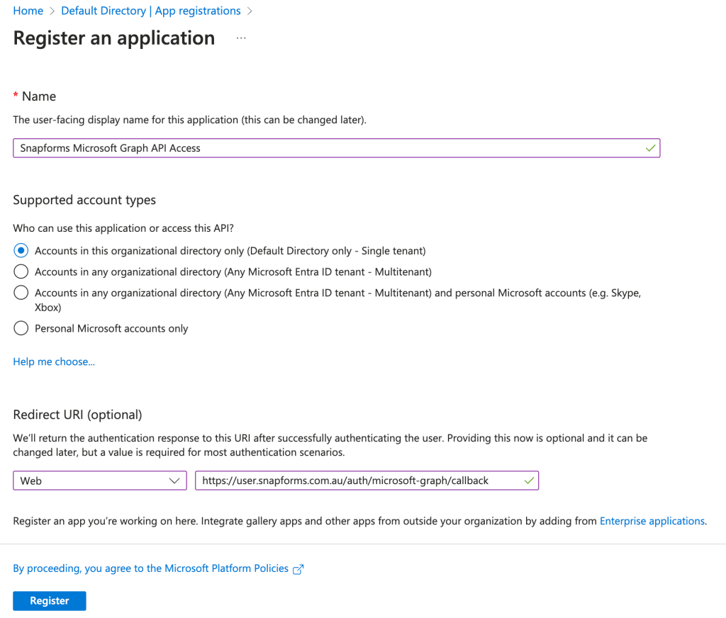 SAML SSO Guide for Entra ID Lookup - Snapforms Resources & FAQs